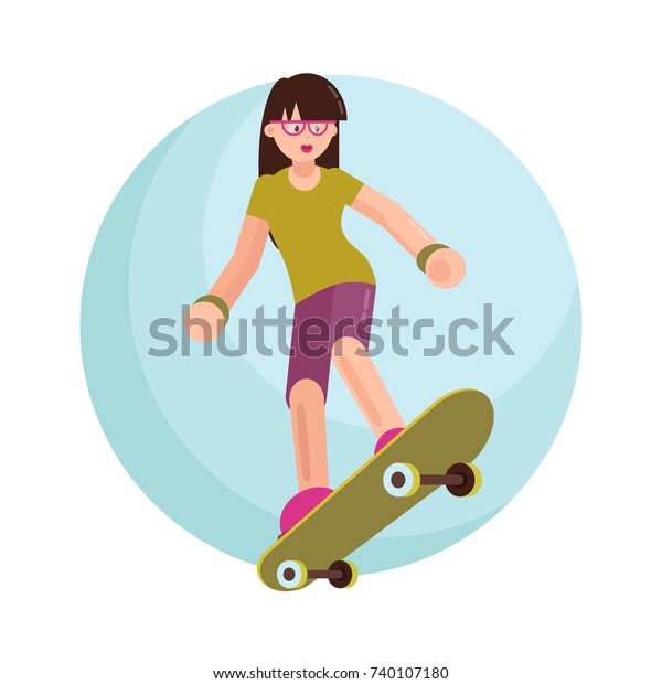 Vector Illustration Cartoon Character Skater Flat Stock Vector (Royalty ...