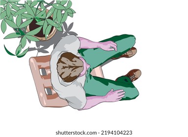 Vector Illustration Cartoon Character Waiting Plant Stock Vector ...