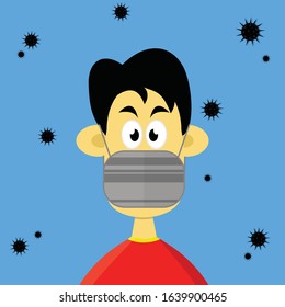 Vector Illustration Cartoon Character Wearing Mask Stock Vector ...