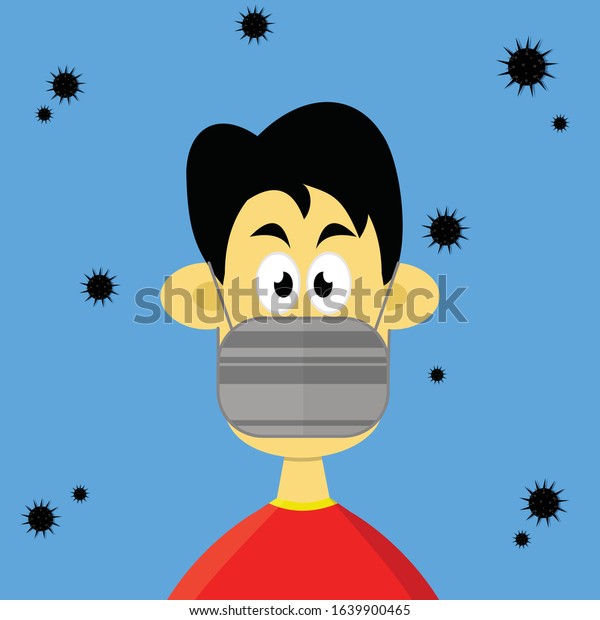 Vector Illustration Cartoon Character Wearing Mask Stock Vector ...
