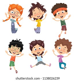 Kids Doing Jumping Jacks Stock Vector (Royalty Free) 129081206 ...