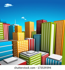 Vector Illustration Cartoon City Stock Vector (Royalty Free) 173539394 ...