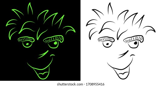 Vector Illustration Cartoon Crazy Man Face Stock Vector (Royalty Free ...
