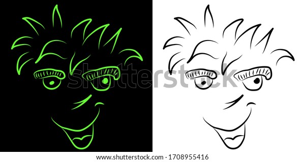 Vector Illustration Cartoon Crazy Man Face Stock Vector (Royalty Free ...