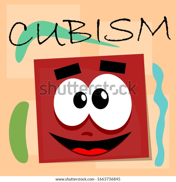 Vector Illustration Cartoon Cube Representing Cubism Stock Vector ...