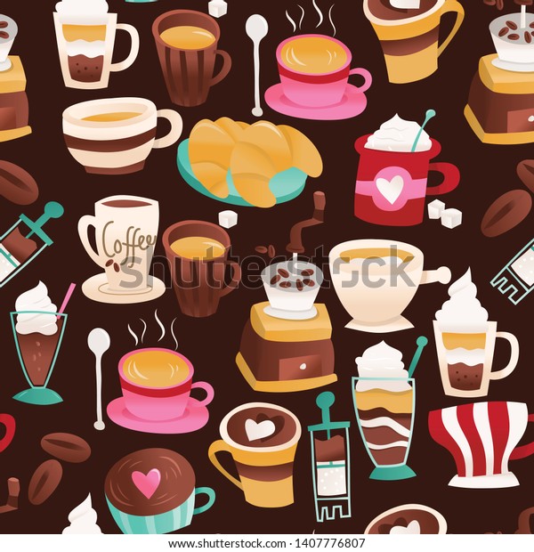 Vector Illustration Cartoon Cute Coffee Cafe Stock Vector (Royalty Free ...