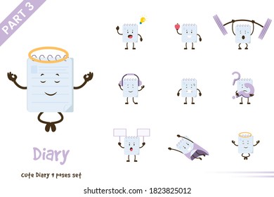 Vector Illustration Cartoon Cute Diary Poses Stock Vector (Royalty Free ...