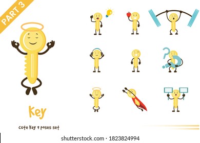 Vector Illustration Cartoon Cute Key Poses Stock Vector (Royalty Free ...