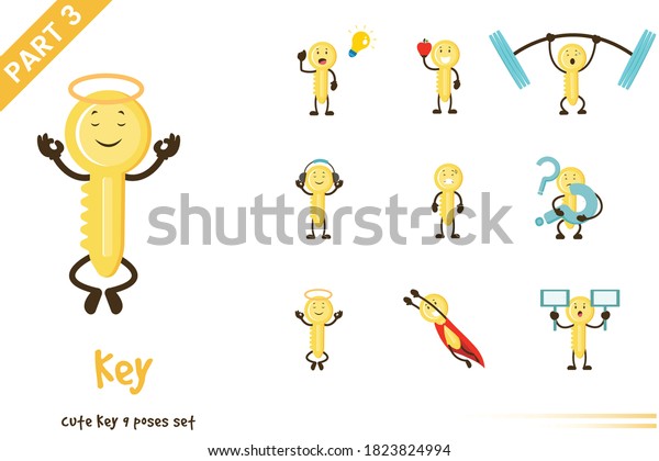 Vector Illustration Cartoon Cute Key Poses Stock Vector (Royalty Free ...