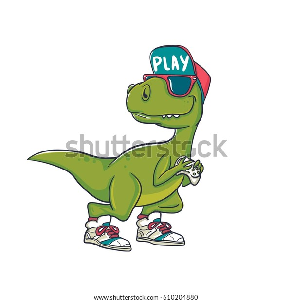Vector illustration of Cartoon Dinosaur Play