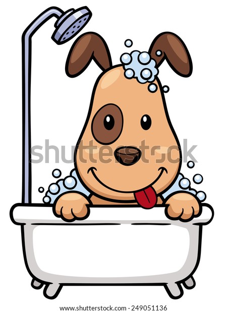 Vector Illustration Cartoon Dog Bathing Stock Vector (Royalty Free ...