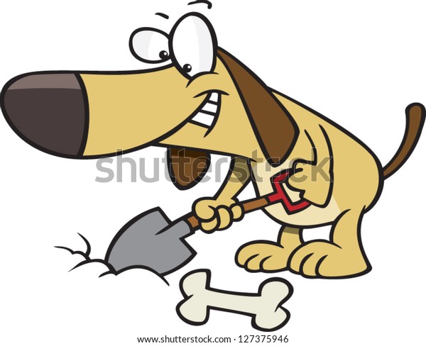 Vector Illustration Cartoon Dog Digging Hole 스톡 벡터(로열티 프리) 127375946