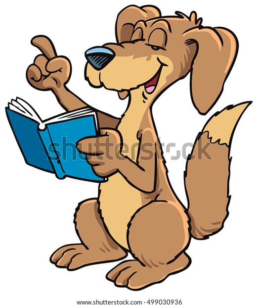 Vector Illustration Cartoon Dog Reading Book Stock Vector (Royalty Free ...