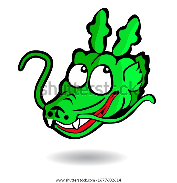 Vector Illustration Cartoon Dragon Head Smiling Stock Vector (Royalty ...