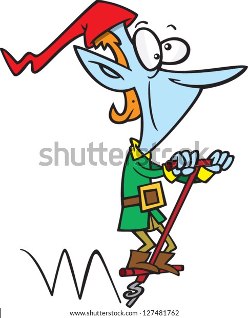 Vector Illustration Cartoon Elf Jumping On Stock Vector (Royalty Free ...