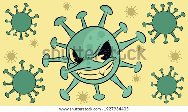 Vector Illustration Cartoon Evil Virus On Stock Vector (Royalty Free ...