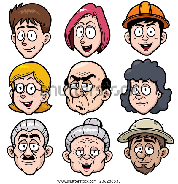 Vector Illustration Cartoon Face Character Set : image vectorielle de ...