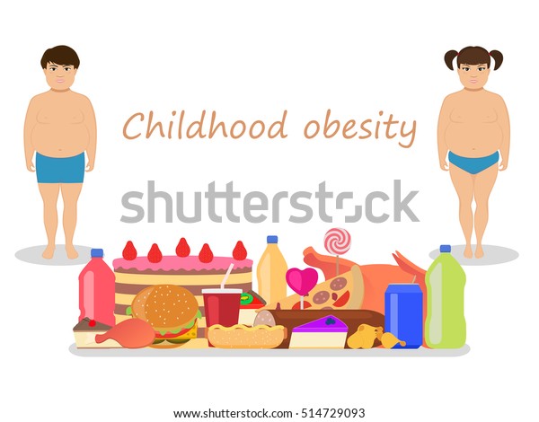 Vector Illustration Cartoon Fat Kids Harmful Stock Vector (Royalty Free ...