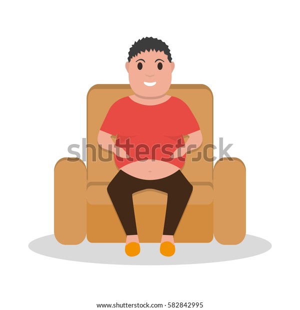 Vector Illustration Cartoon Fat Man Sitting Stock Vector (Royalty Free ...