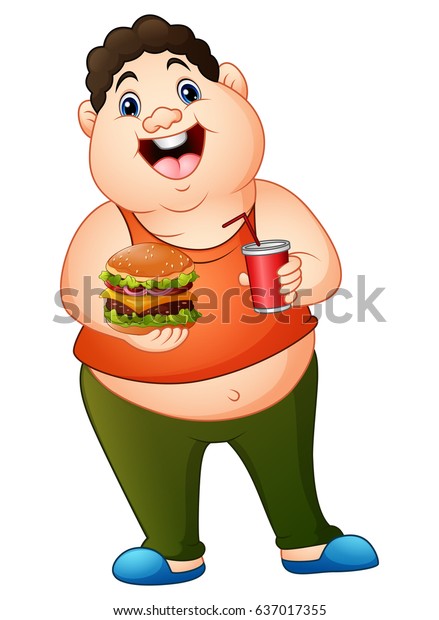 Vector Illustration Cartoon Fat Man Holding Stock Vector (Royalty Free ...