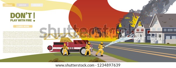 Vector Illustration Cartoon Fire Extinguishing Banner 库存矢量图（免版税 ...