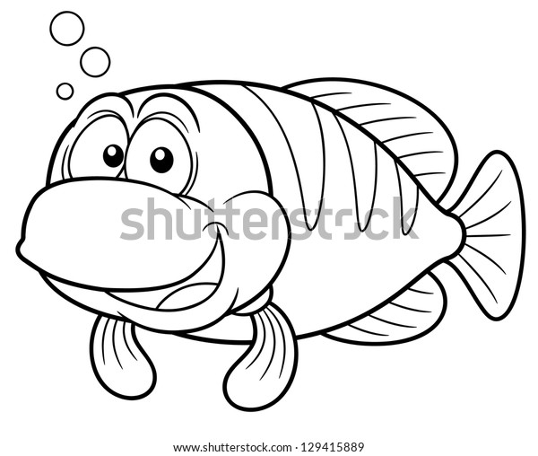 Vector Illustration Cartoon Fish Coloring Book Stock Vector (Royalty ...