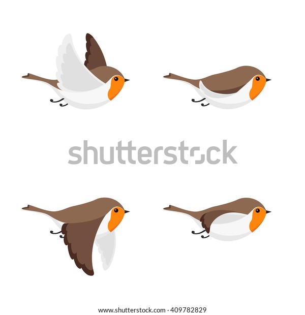 Vector Illustration Cartoon Flying Robin Animation Stock Vector ...