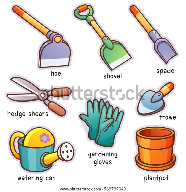 Vector Illustration Cartoon Garden Tools Equipment 库存矢量图（免版税）569799040 ...