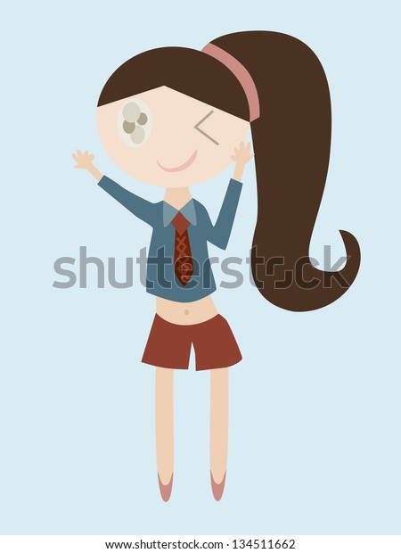 Vector Illustration Cartoon Girl Bye Hand Stock Vector (Royalty Free ...