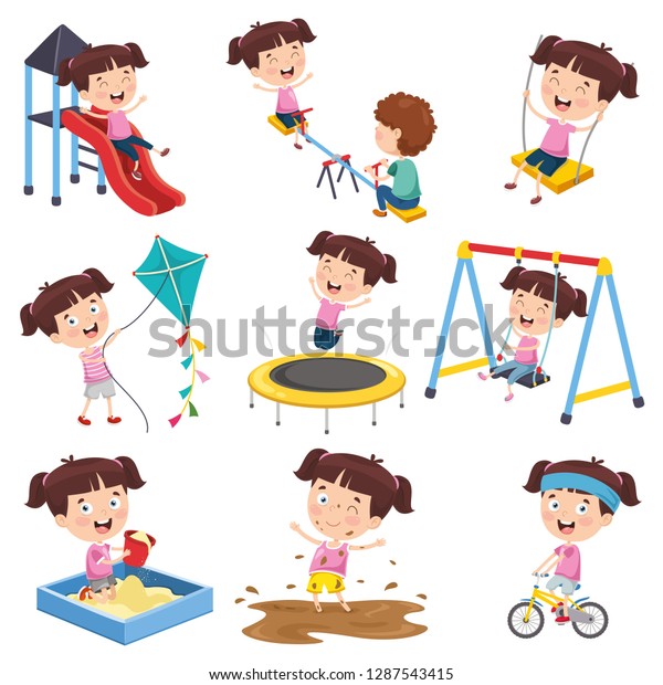 Vector Illustration Cartoon Girl Doing Various Stock Vector (Royalty ...