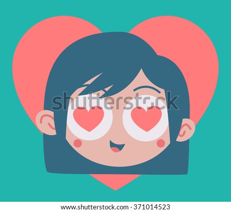 Vector Illustration Cartoon Girl Head Hearts Stock Vector (Royalty Free ...