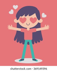 Vector Illustration Cartoon Girl Open Arms: เวกเตอร์สต็อก (ปลอดค่า ...