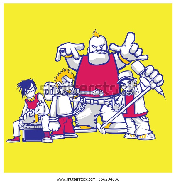 Vector Illustration Cartoon Group Band Stock Vector (Royalty Free ...