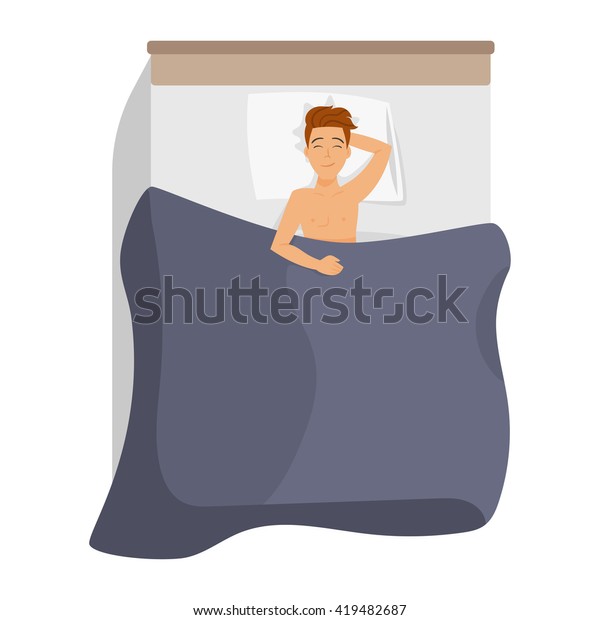 Vector Illustration Cartoon Happy Man Sleeping Stock Vector (Royalty ...