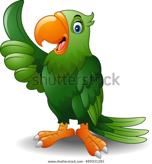 Vector Illustration Cartoon Happy Parrot Giving Stock Vector (Royalty ...