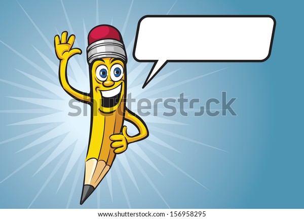 Vector Illustration Cartoon Happy Pencil Character Stock Vector ...
