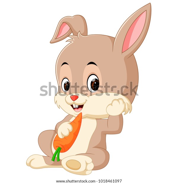 Vector Illustration Cartoon Happy Rabbit Holding Stock Vector (Royalty ...