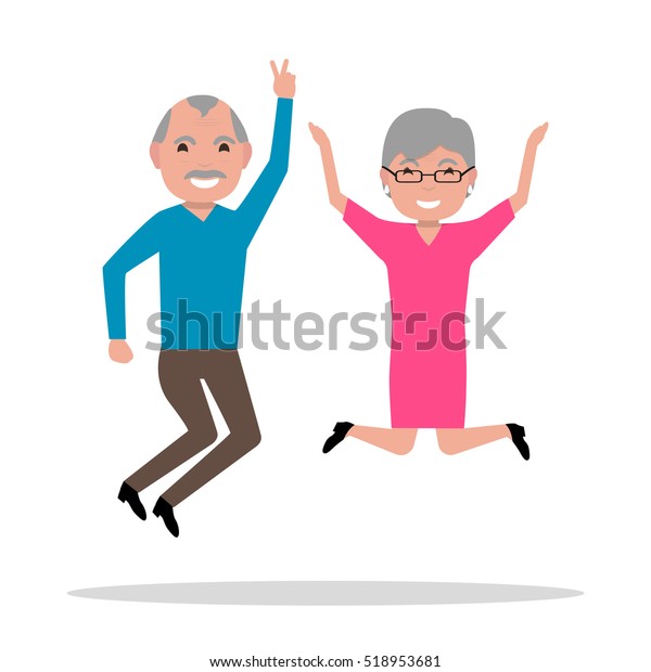 Vector Illustration Cartoon Jumping Happiness Elderly Stock Vector ...