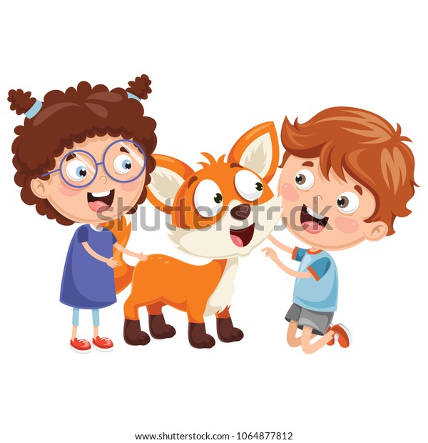 Vector Illustration Cartoon Kids Fox Stock Vector (Royalty Free ...
