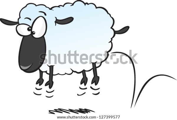Vector Illustration Cartoon Lamb Bouncing Stock Vector (Royalty Free ...