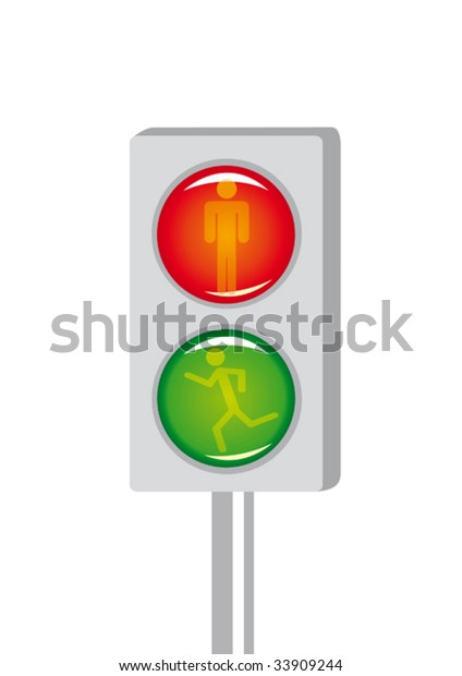 Vector Illustration Cartoon Light Signal Pedestrian Stock Vector ...