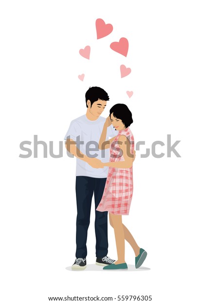 Vector Illustration Cartoon Lovers Philander Caressing Stock Vector ...