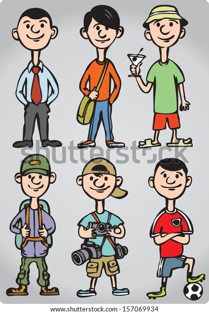 Vector Illustration Cartoon Man Figures Various Stock Vector (Royalty ...
