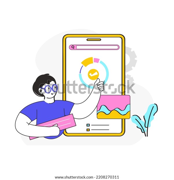 Vector Illustration Cartoon Man Finalizing Data Stock Vector (Royalty ...