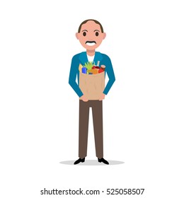 Vector Illustration Cartoon Man Paper Bag Stock-vektor (royaltyfri ...