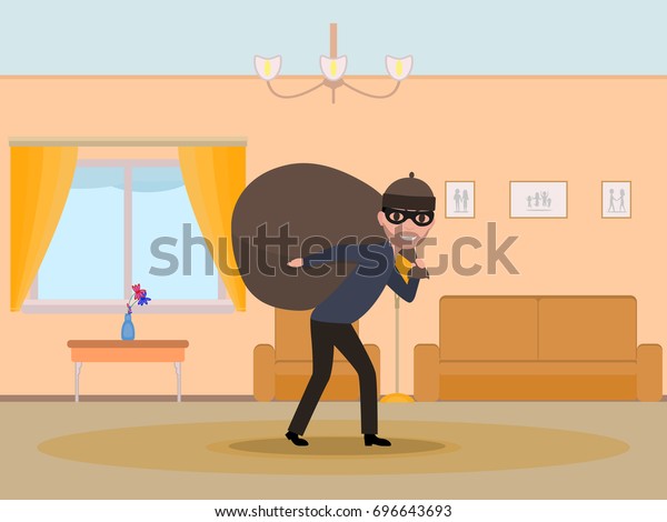 Vector Illustration Cartoon Man Thief Stealing Stock Vector (Royalty ...