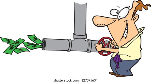 Vector Illustration Cartoon Man Turning Valve: vector de stock (libre ...