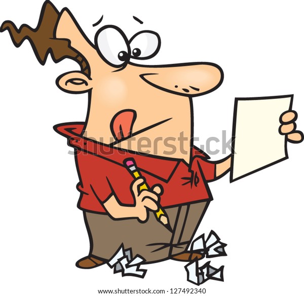 Vector Illustration Cartoon Man Writing On Stock Vector (Royalty Free ...
