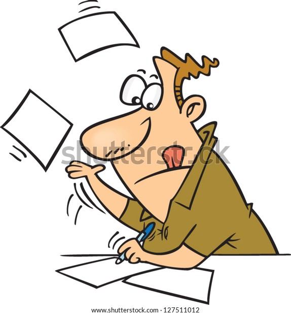 Vector Illustration Cartoon Man Writing On: vector de stock (libre de ...