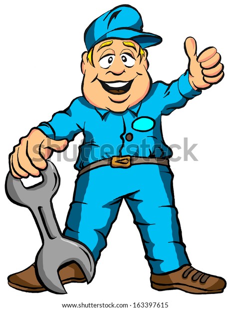 Vector Illustration Cartoon Mechanic Ready Work Stock Vector (Royalty ...